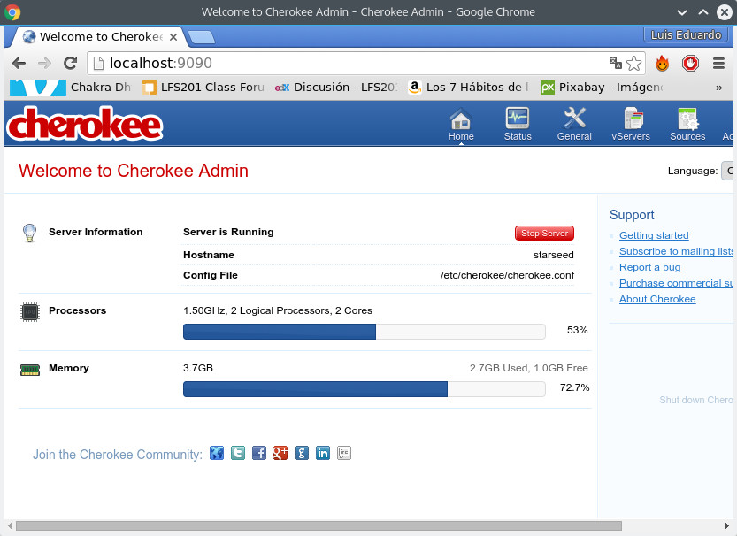 Características básicas e instalación del servidor web Cherokee en CentOS6